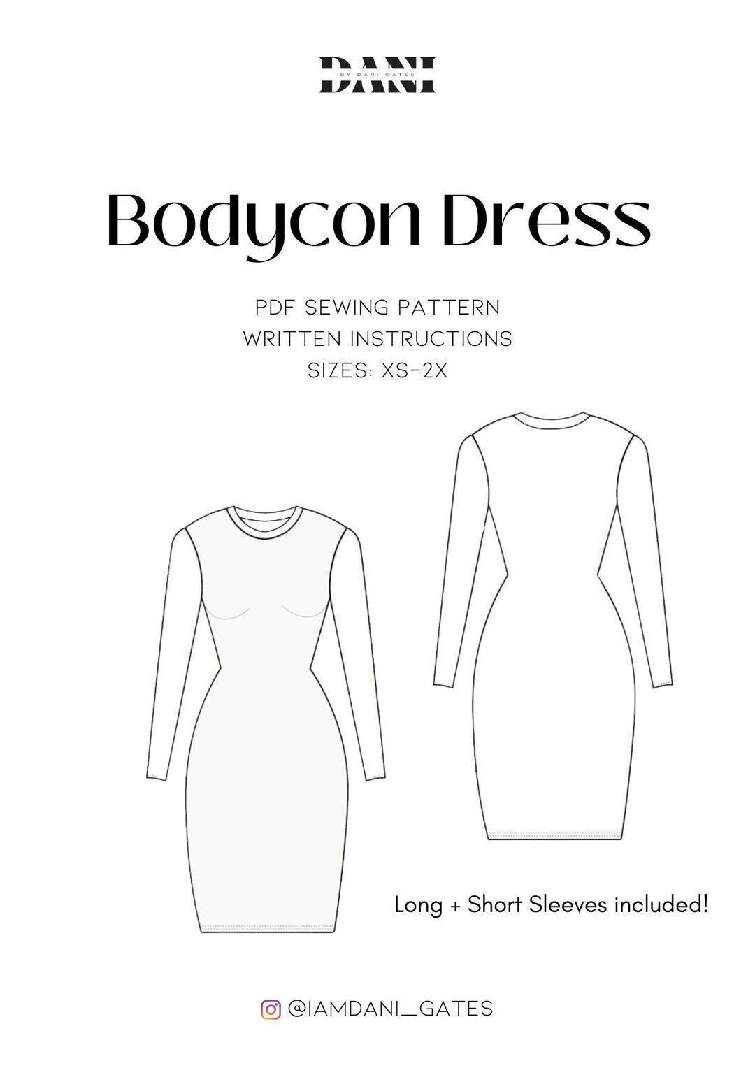 Bodycon Sewing Pattern | XS-XXL | Instant Download | Easy Digital PDF ...