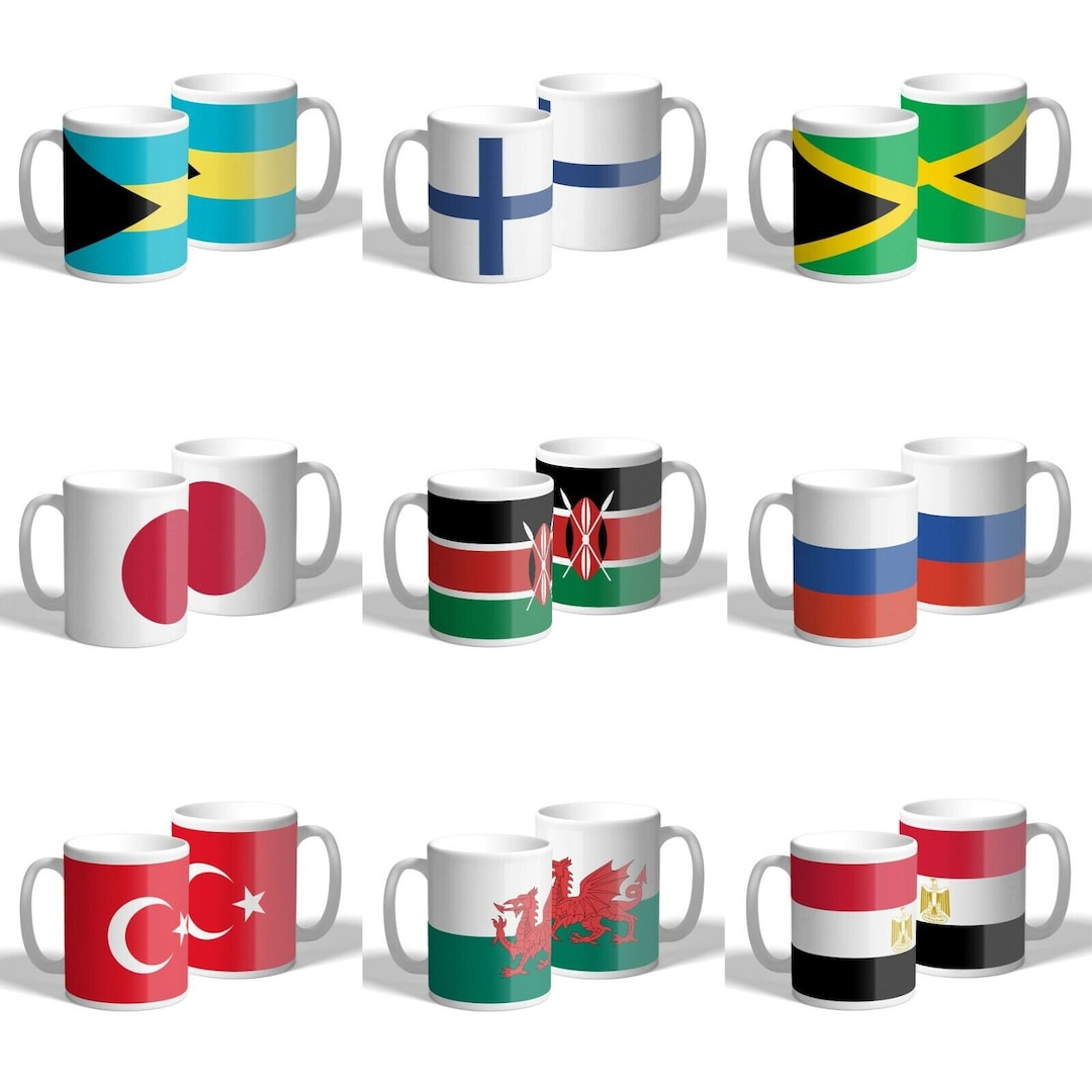 Country Flag Personalised Mugs - Etsy