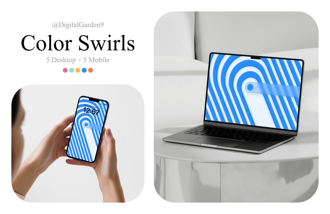 Cute Color Swirls Wallpaper Pack 5 Phone Wallpapers, 5 Desktop Wallpapers, 5 iPad Wallpapers - Etsy