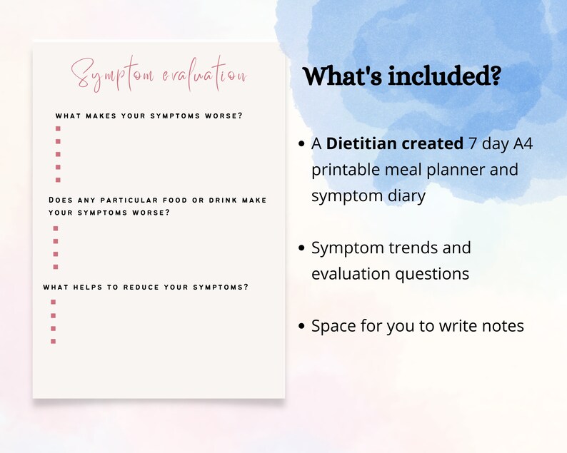 DIETITIAN CREATED Food and Symptom Diary - Etsy