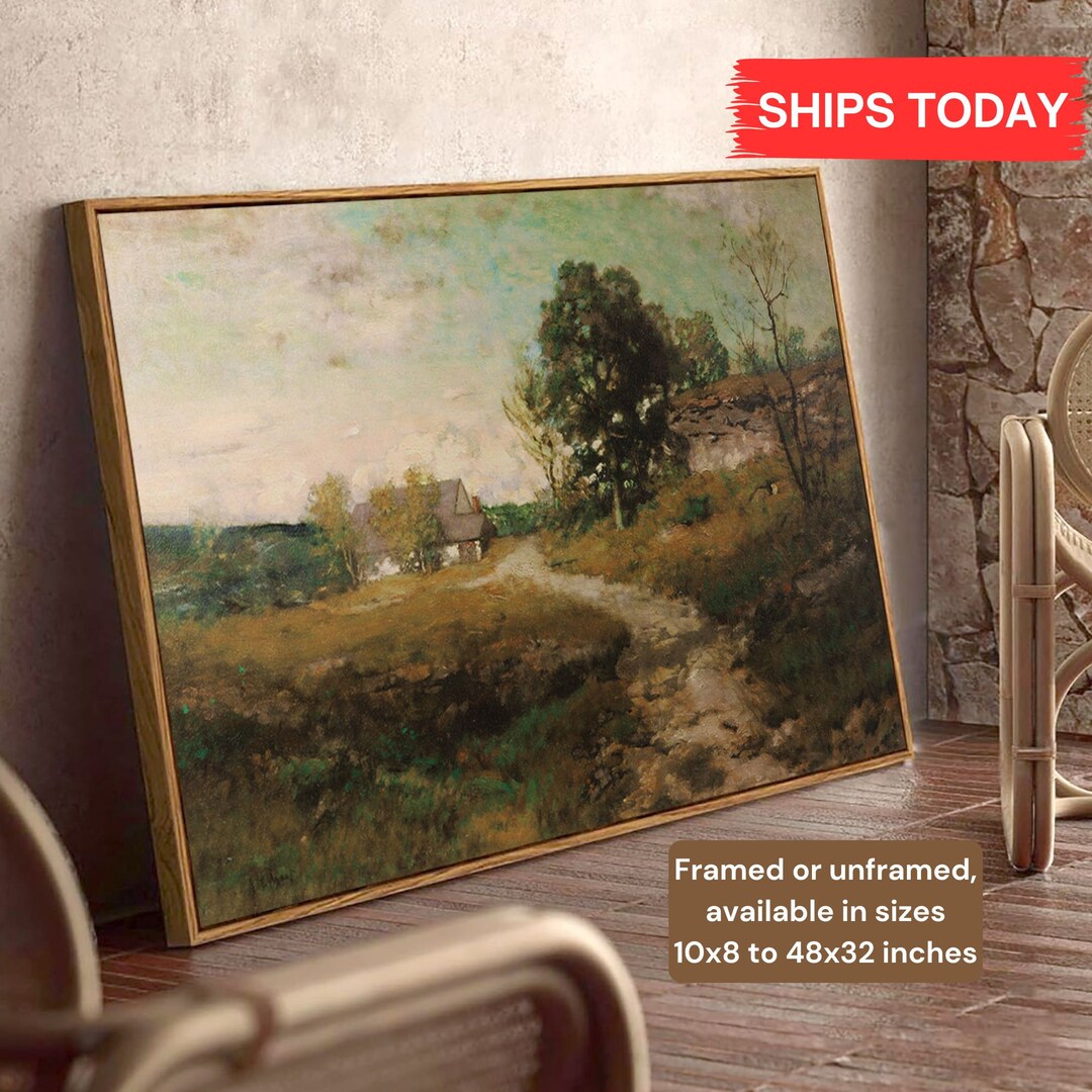 French Cottage Painting Vintage Countryside Canvas Art Print Extra ...