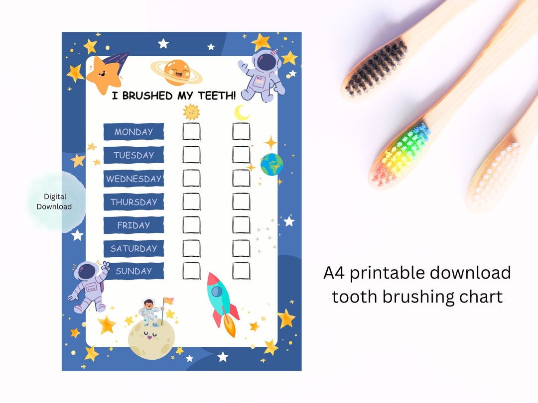 Weekly Kids/toddler Printable Toothbrush Chart INSTANT DOWNLOAD - Etsy