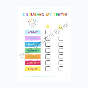 Weekly Kids/toddler Printable Toothbrush Chart INSTANT DOWNLOAD - Etsy