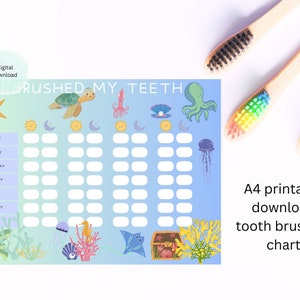 Monthly Kids/toddler Printable Toothbrush Chart Under the Sea Theme ...