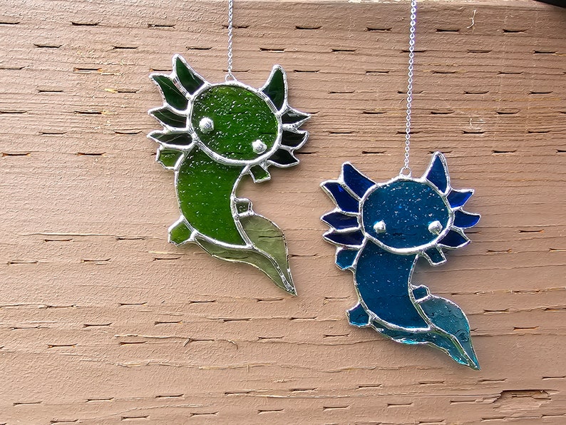 Sparkling Axolotl Stained Glass Suncatcher - Etsy