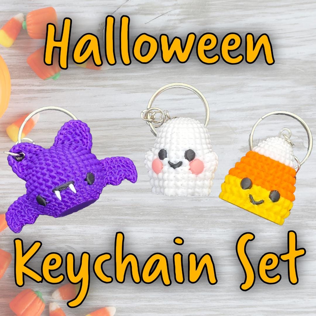 Spooky Crochet Keychain Set 3D Printed Halloween Keychains cute Ghost ...