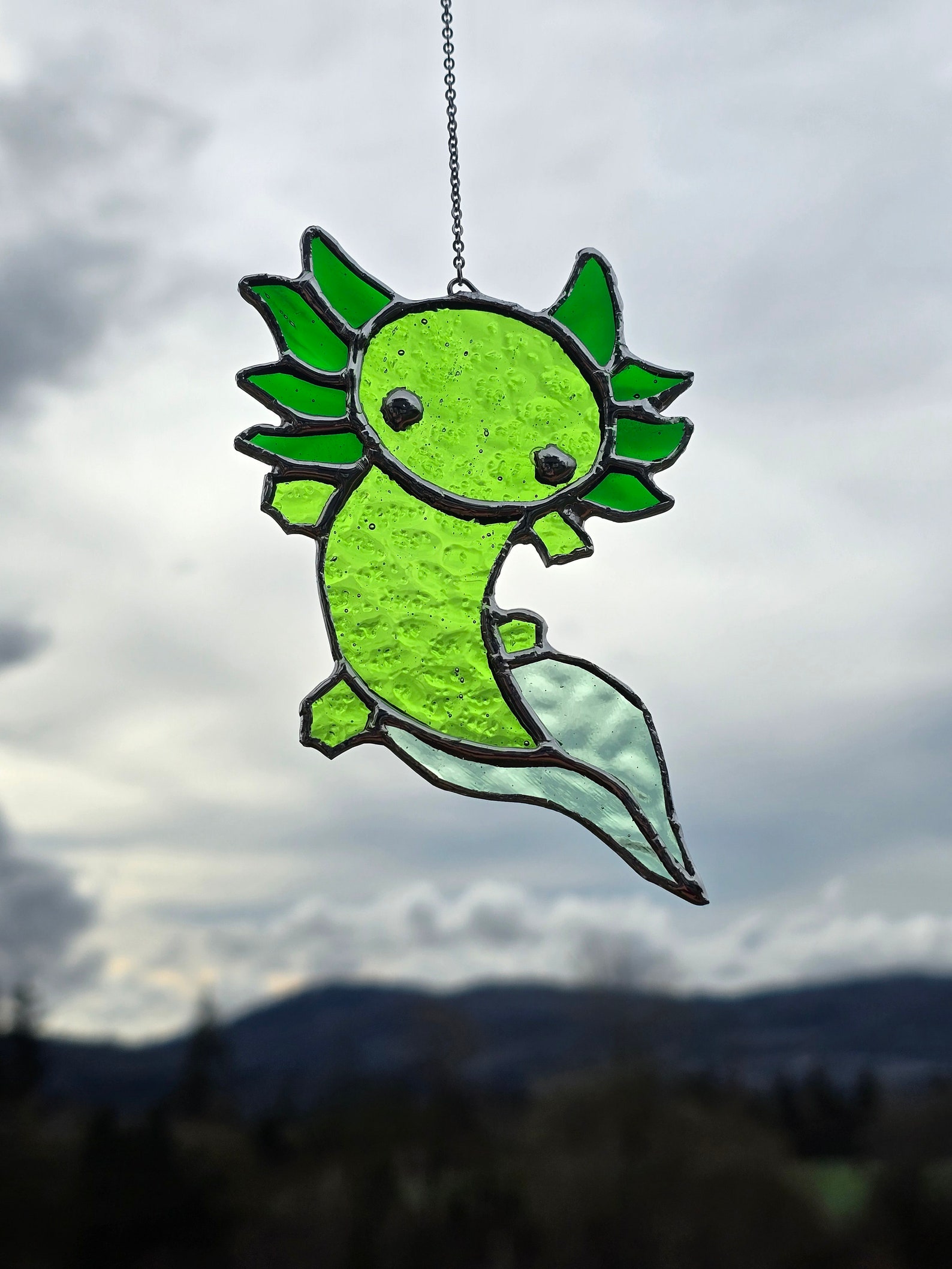 Sparkling Axolotl Stained Glass Suncatcher - Etsy