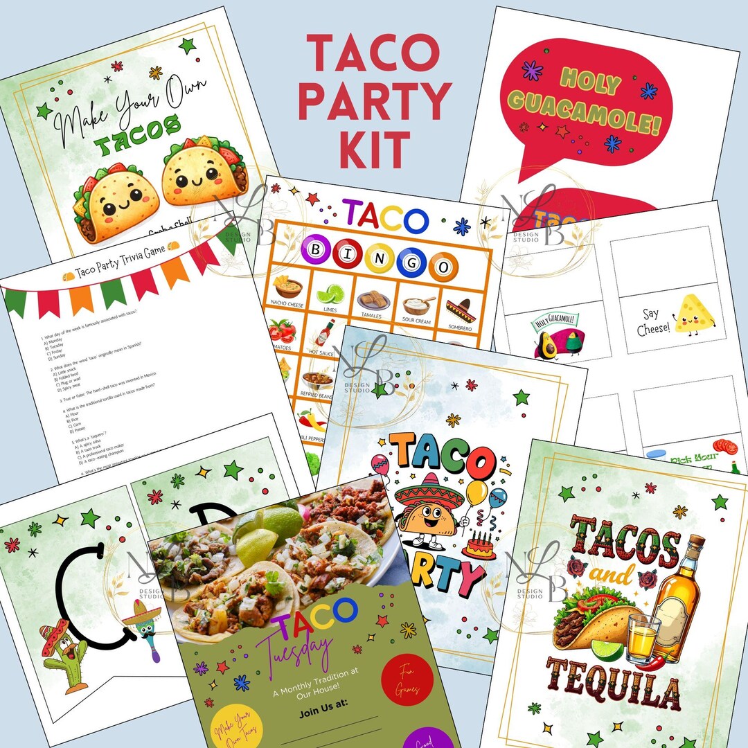 Taco Party Printables, Taco Party Bundle, Taco Party Games, Taco Bar ...
