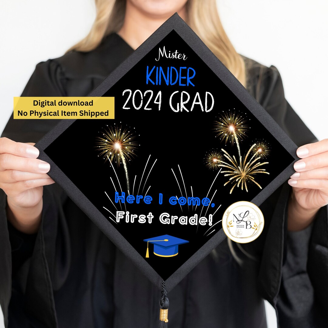Kindergarten Cap & Gown, Printable Grad Cap, Cap Toppers, Preschool ...