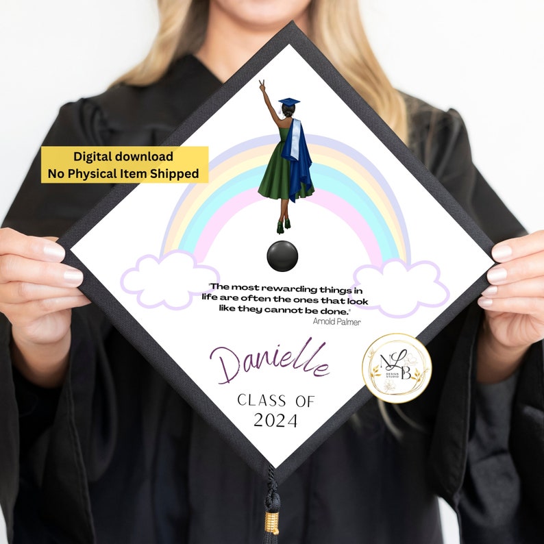 Custom Grad Cap Topper,rainbow Design, Printable Graduation Cap Topper ...