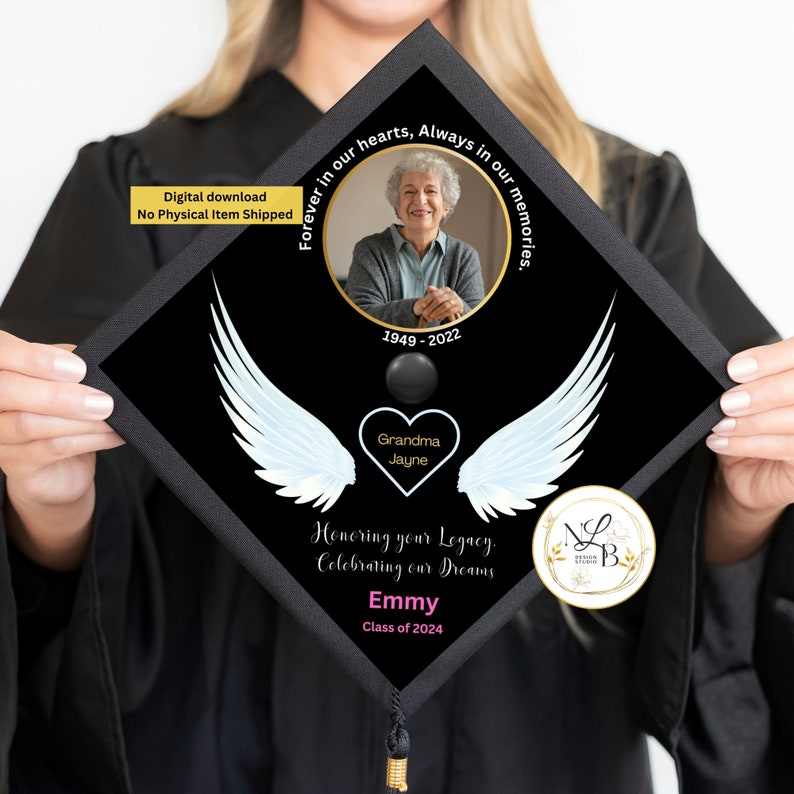Memorial Grad Cap Topper, Cap Topper, Printable Cap Topper, Graduation ...