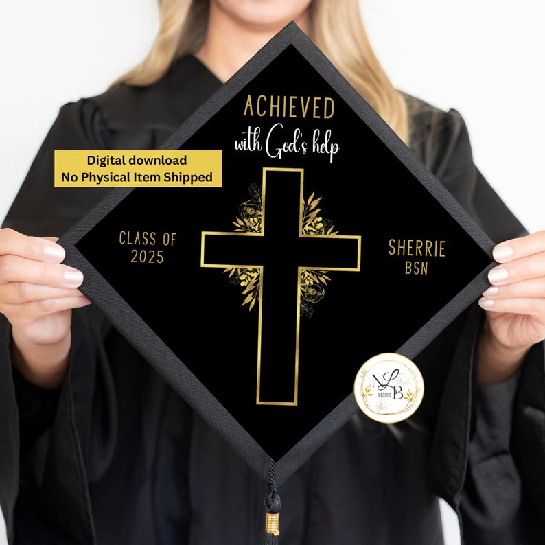 Personalized Grad Cap Topper, Christian Graduation Design, Printable - Etsy