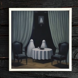 Ghost Family Poster, Sheeted Ghost Art Print, Cute Little Ghost Face ...