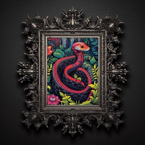 Colorful Snake Poster, Snake Gothic Printable, Abandoned Art, Dark ...