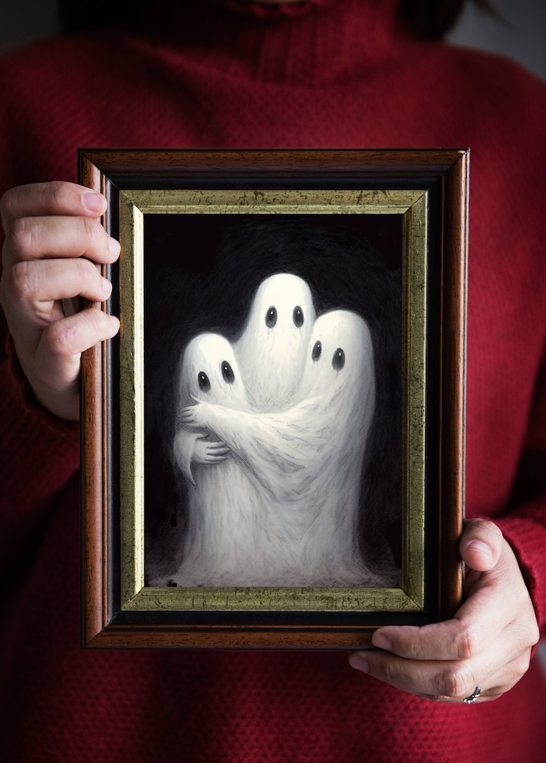 Ghost Hug Poster Sheeted Ghost Art Print Cute Little Ghost - Etsy