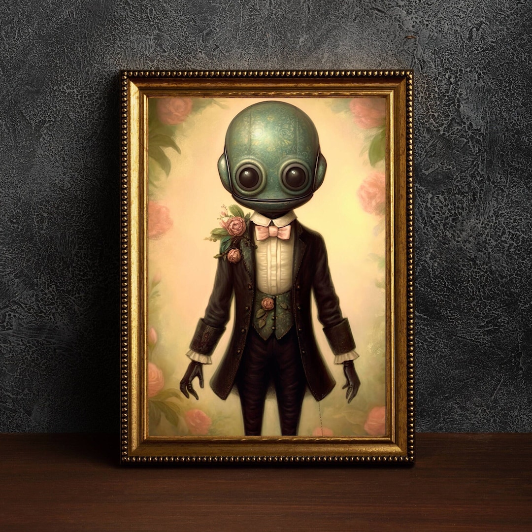 Cute Alien Poster, Sheeted Alien Art Print, Cute Little Alien Face ...