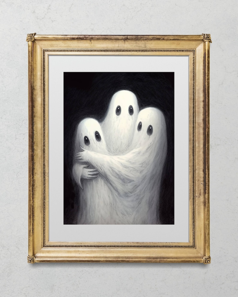 Ghost Hug Poster Sheeted Ghost Art Print Cute Little Ghost - Etsy