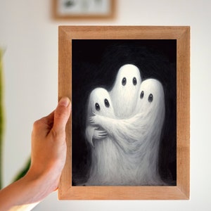 Ghost Hug Poster, Sheeted Ghost Art Print, Cute Little Ghost Face ...