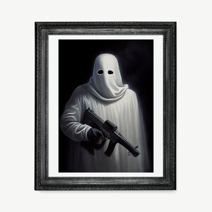 Robber Ghost Poster, Sheeted Ghost Art Print, Cute Little Ghost Face ...