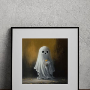 Wall Flower Ghost Poster, Sheeted Ghost Art Print, Cute Little Ghost ...