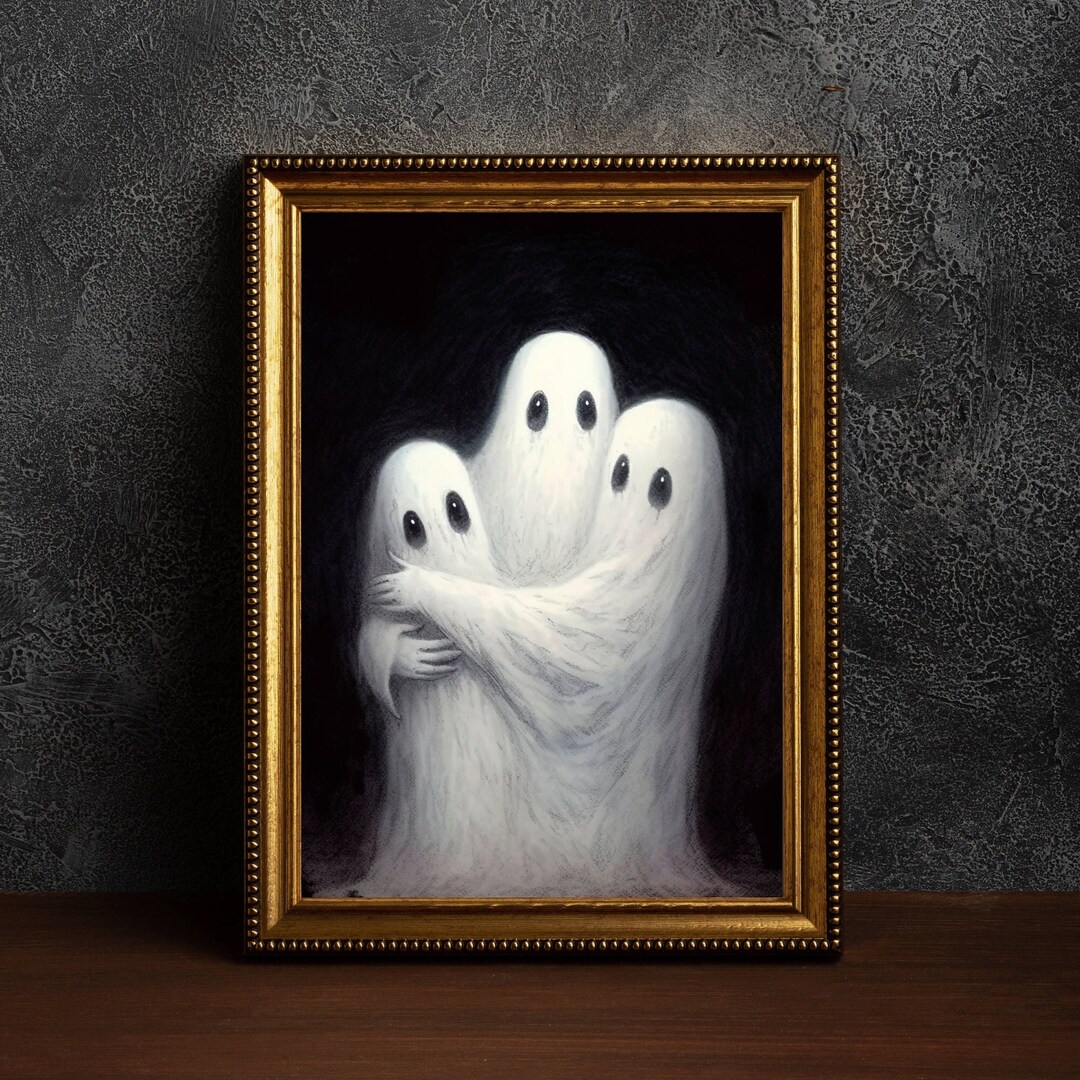 Ghost Hug Poster, Sheeted Ghost Art Print, Cute Little Ghost Face ...