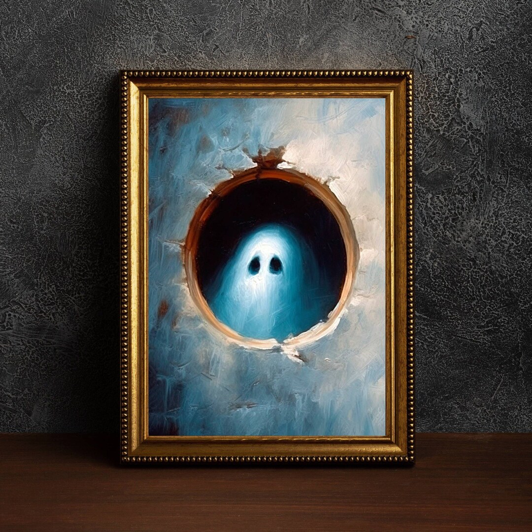 Shy Ghost Poster, Sheeted Ghost Art Print, Cute Little Ghost Face ...