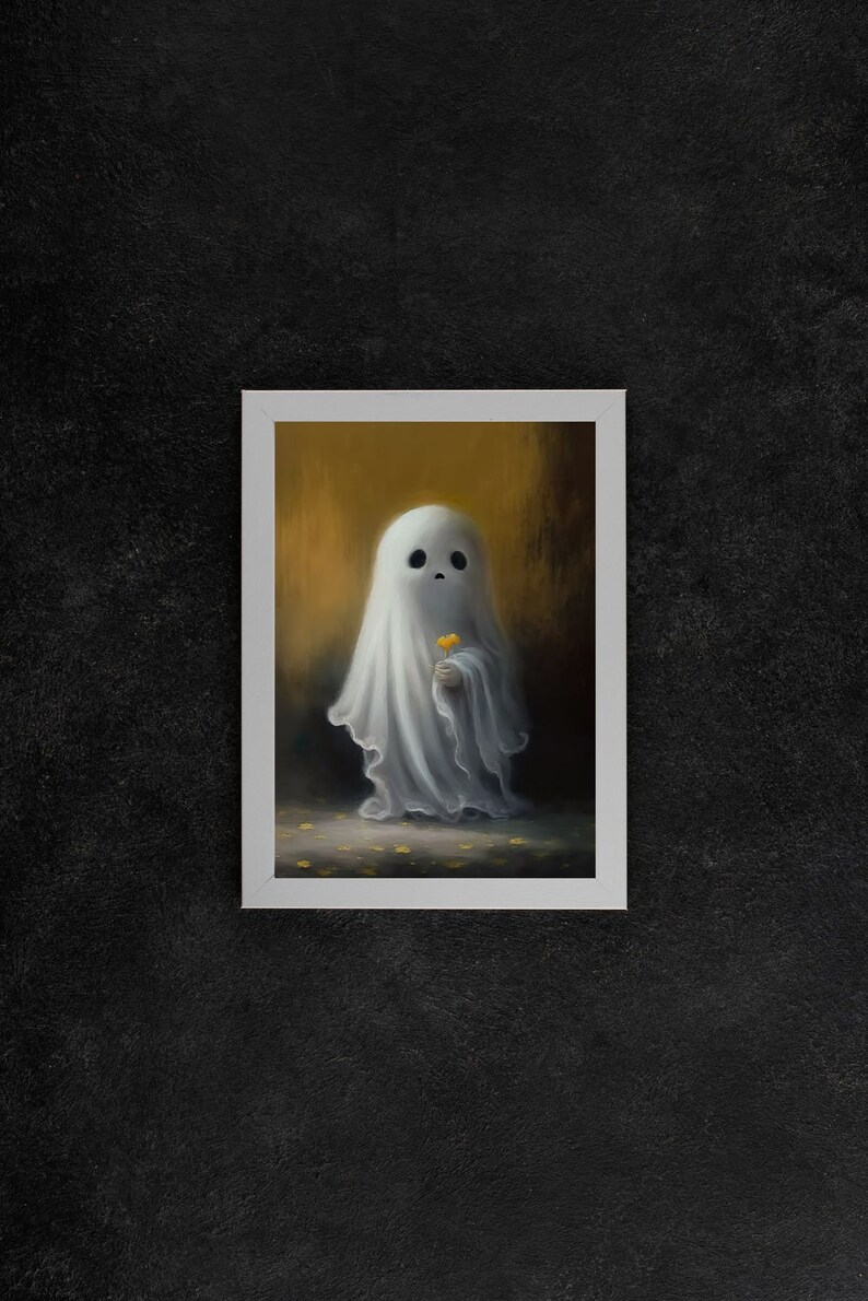 Wall Flower Ghost Poster Sheeted Ghost Art Print Cute Little - Etsy