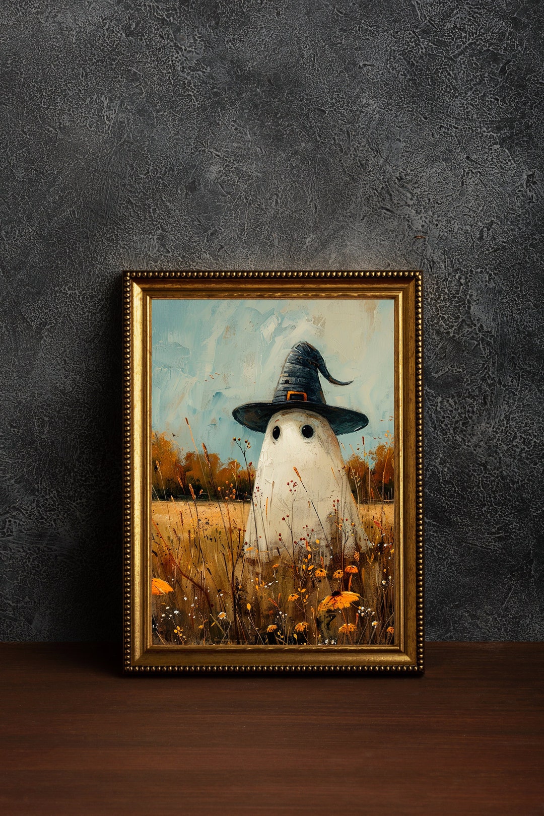 Ghost Poster, Sheeted Ghost Art Print, Cute Little Ghost Face Spooky ...