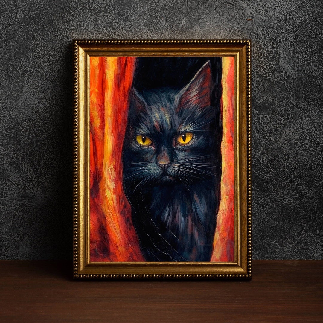 Hidden Cat Poster, Regal Victorian Scary Cat Wall Art, Dark Academia ...