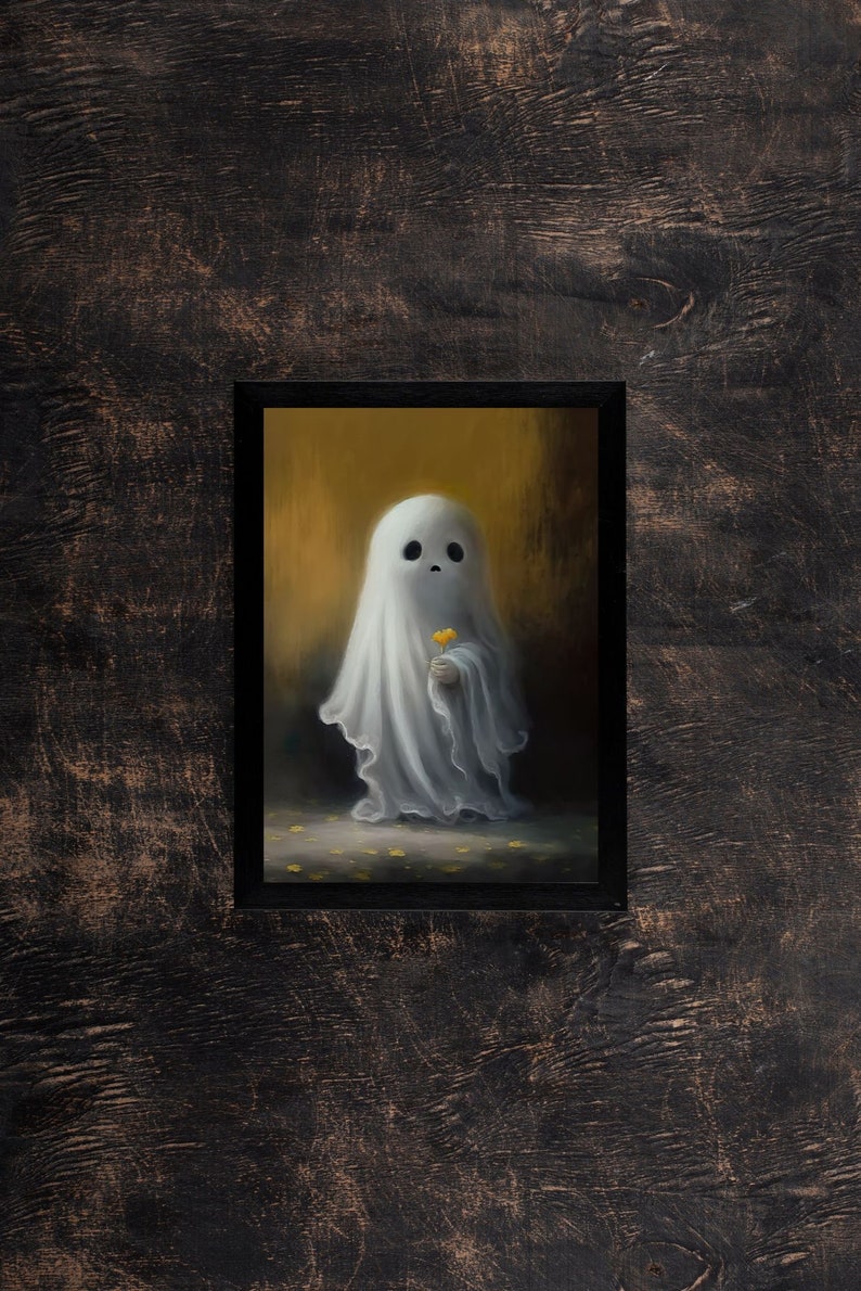 Wall Flower Ghost Poster Sheeted Ghost Art Print Cute Little - Etsy