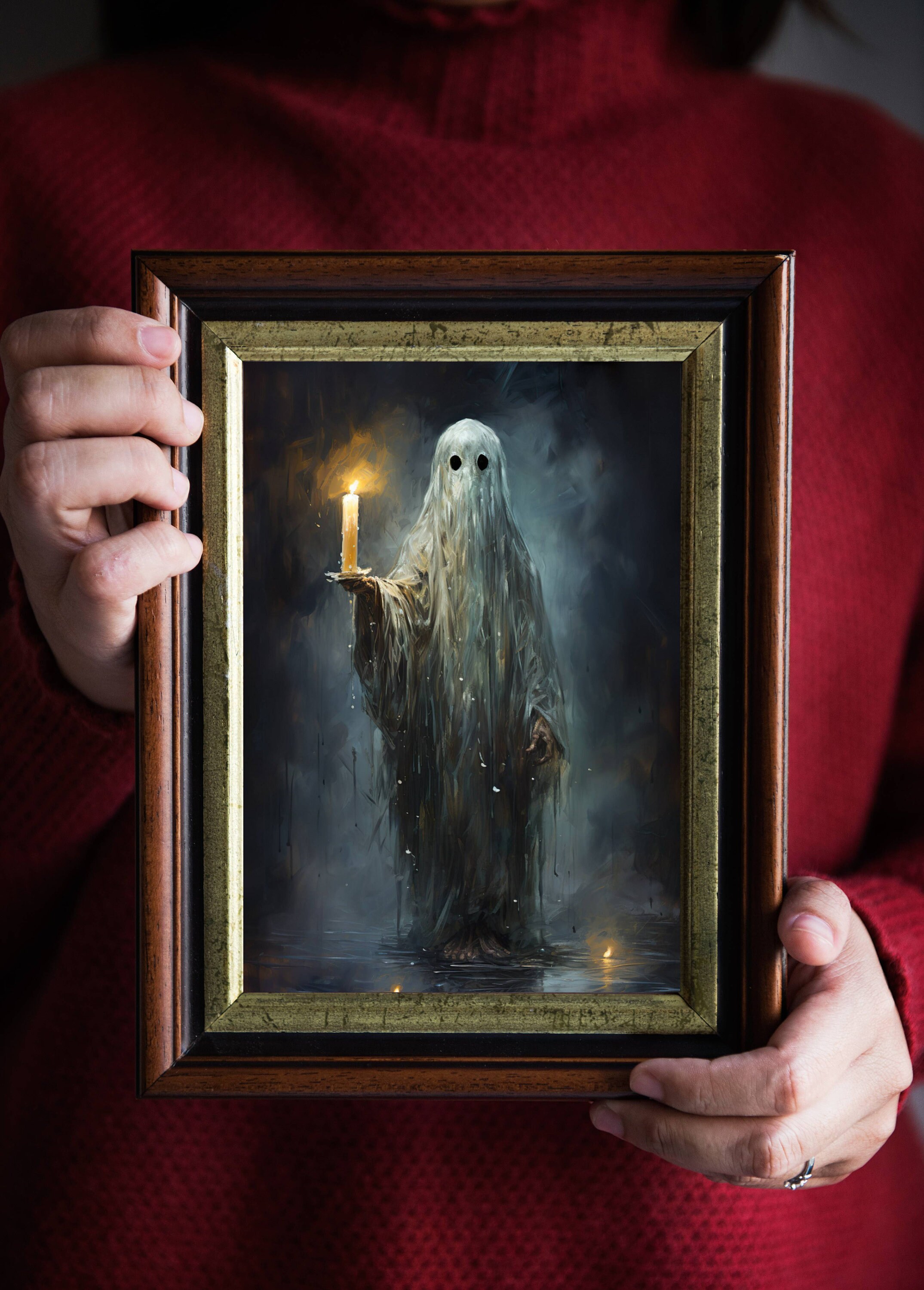 Ghost With Candle Poster Sheeted Ghost Art Print Cute Little - Etsy