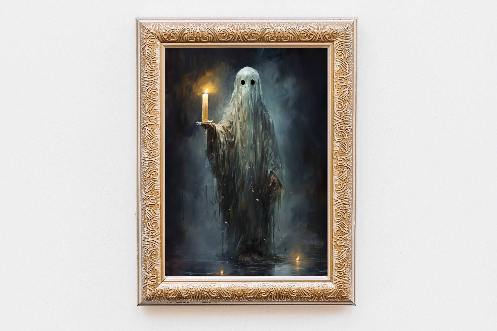 Ghost With Candle Poster Sheeted Ghost Art Print Cute Little - Etsy