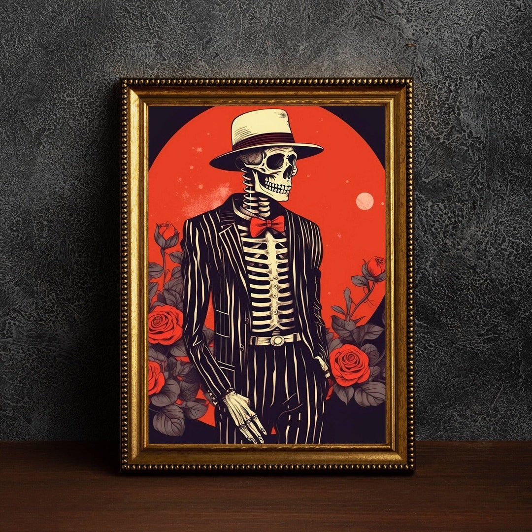 Skull and Roses Poster, Sheeted Skull Art Print, Skull and Roses Gothic ...