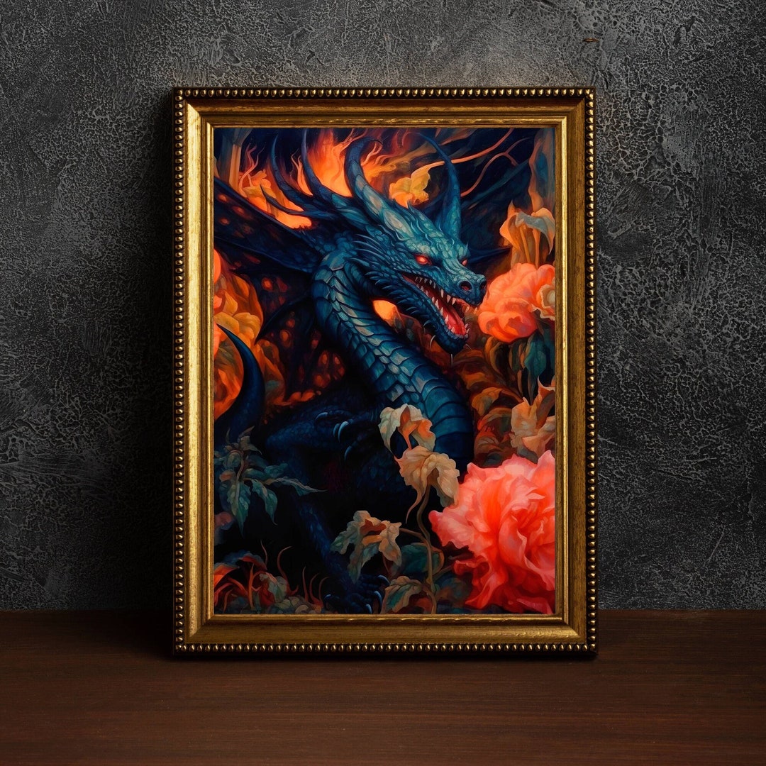 Botanical Dragon Poster, Sheeted Ghost Art Print, Gothic Home Decor ...