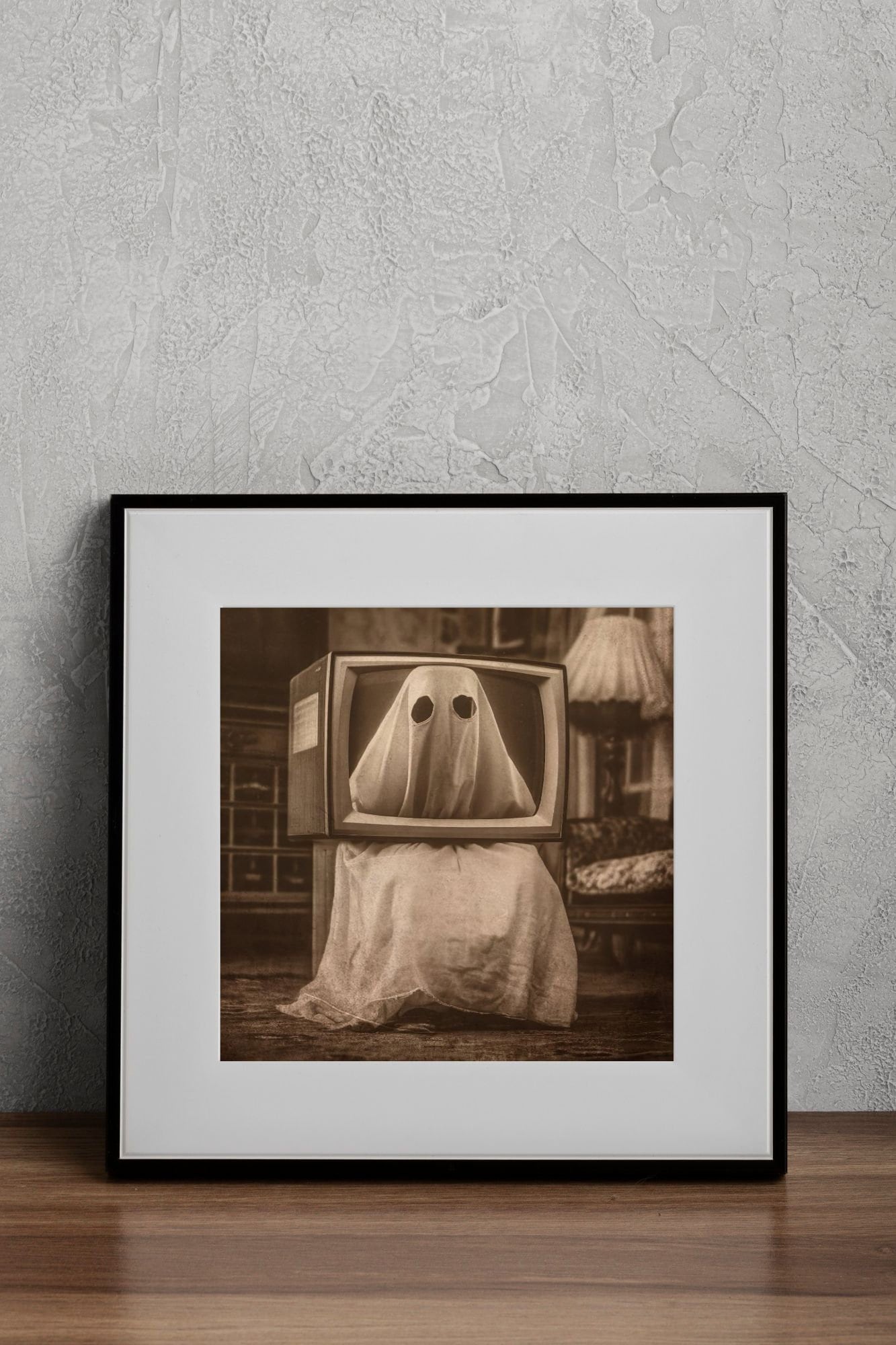 Wall Ghost Poster, Sheeted Ghost Art Print, Cute Little Ghost Face ...