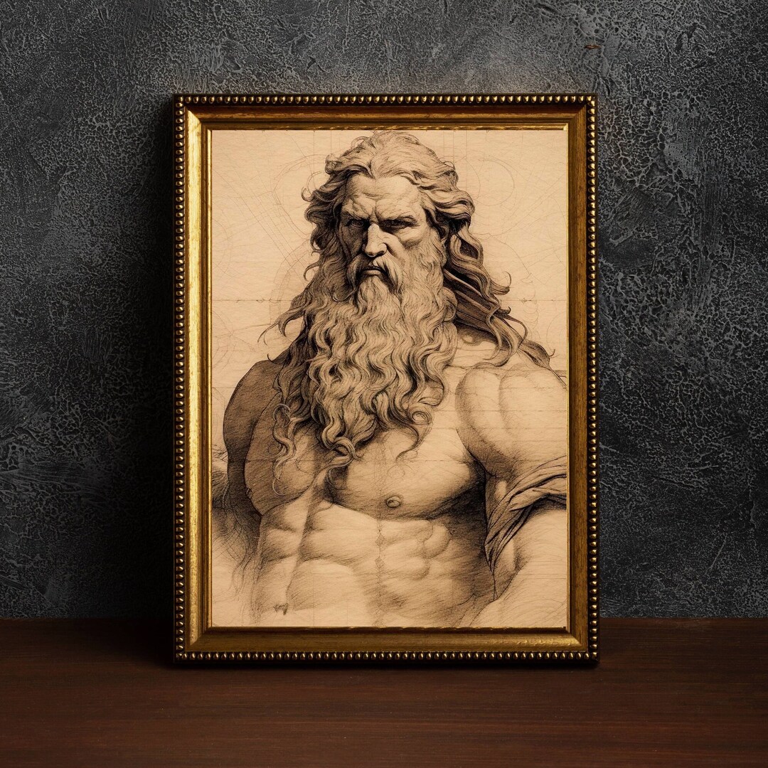 Zeus Poster, Printable Zeus, the Mythological God Print, Abandoned Art ...