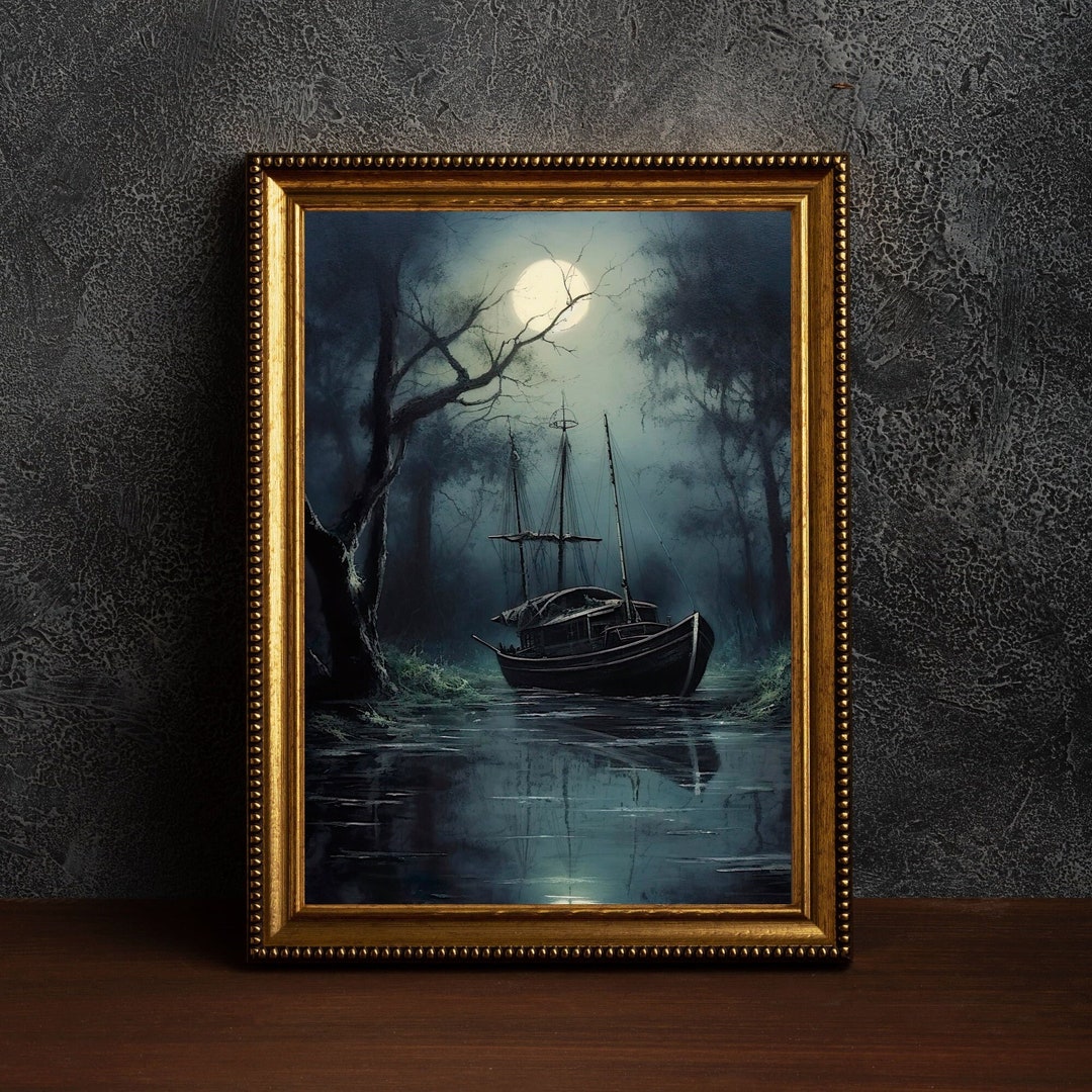 Gothic Lake Boat Print, Dark Academia Decor (digital Download) - Etsy