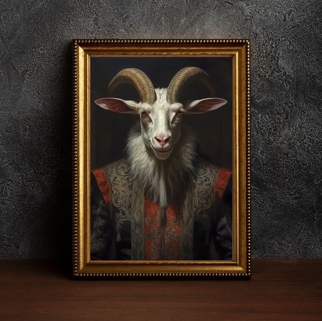 Mysterious Black Goat Art Poster Regal Victorian Scary Goat - Etsy