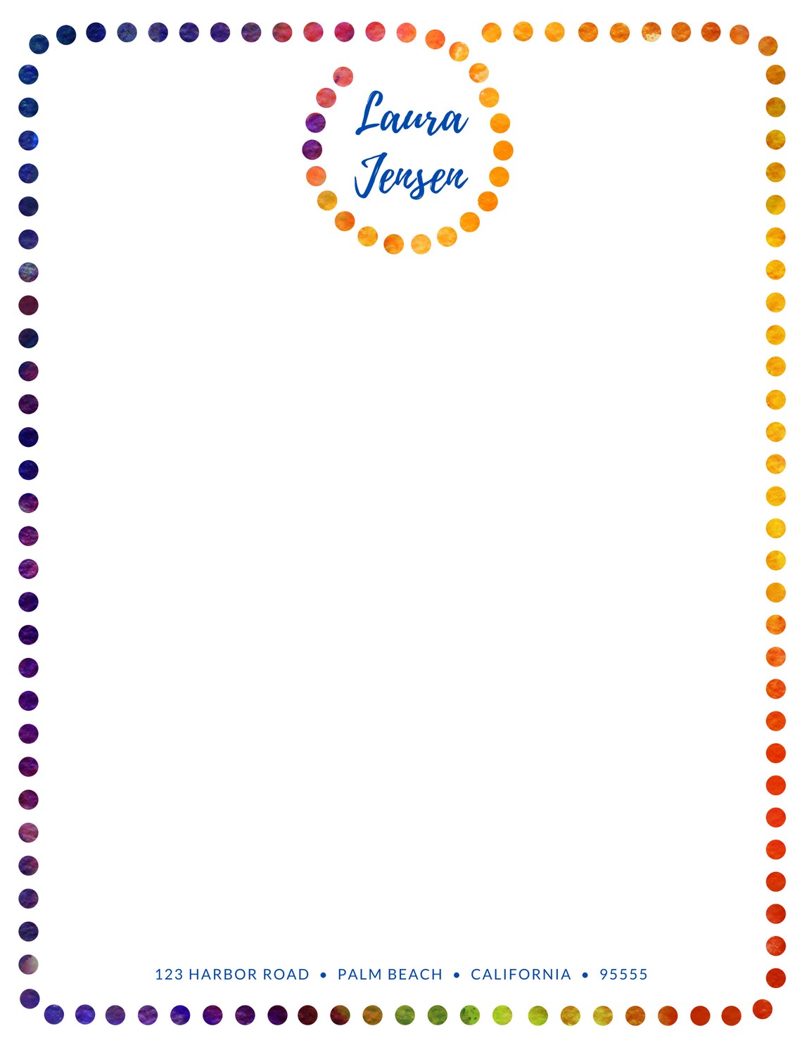 Letterhead Template, Canva Template, Fun Playful Colorful Dots, Spring ...
