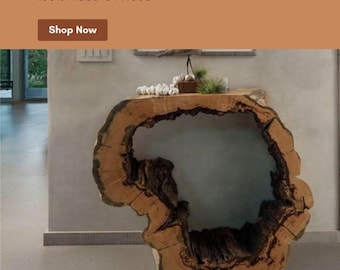 Organic Sculptural Solid Wood Console Table | Handmade From Hollow Log ...