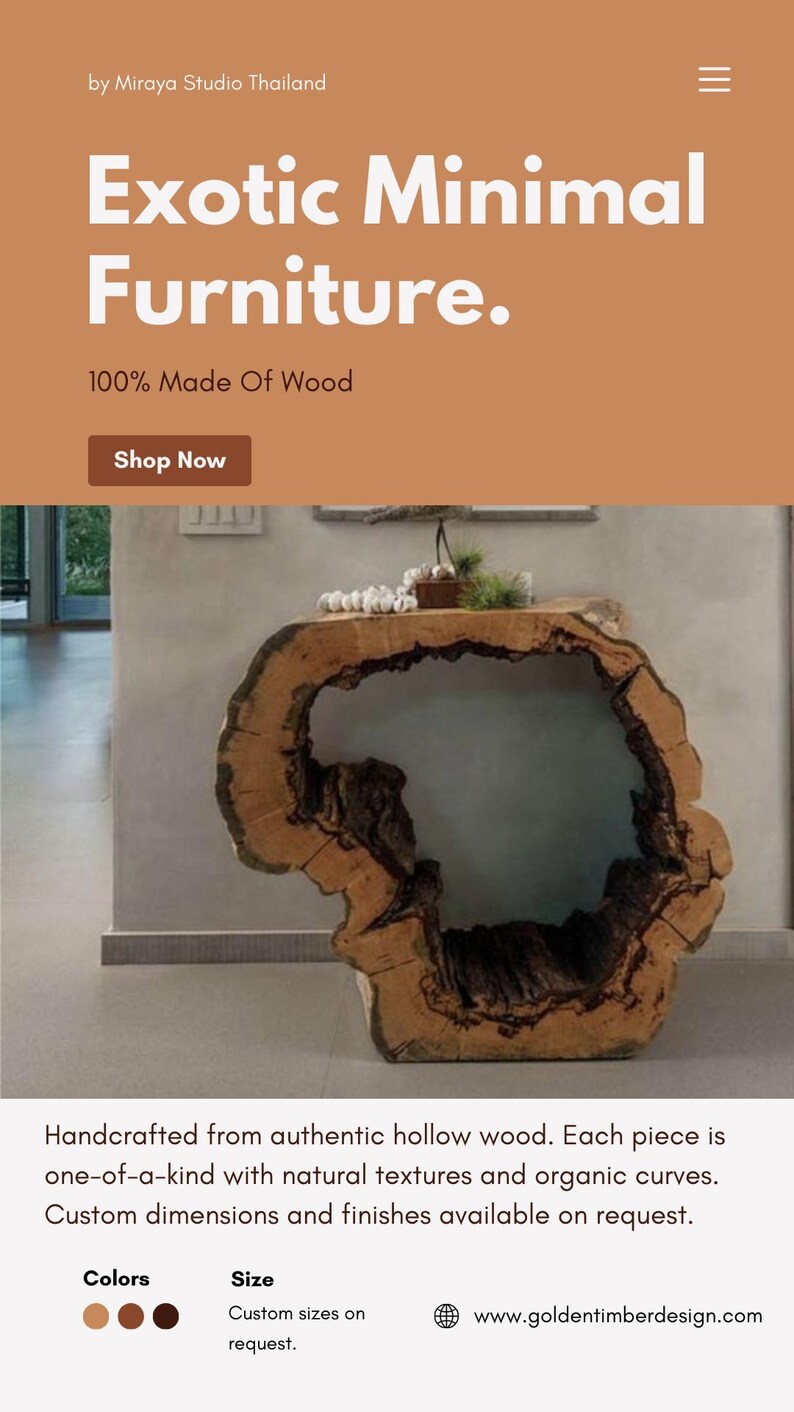 Hollow Tree Console Table – Handcrafted Sculptural Wood Furniture ...