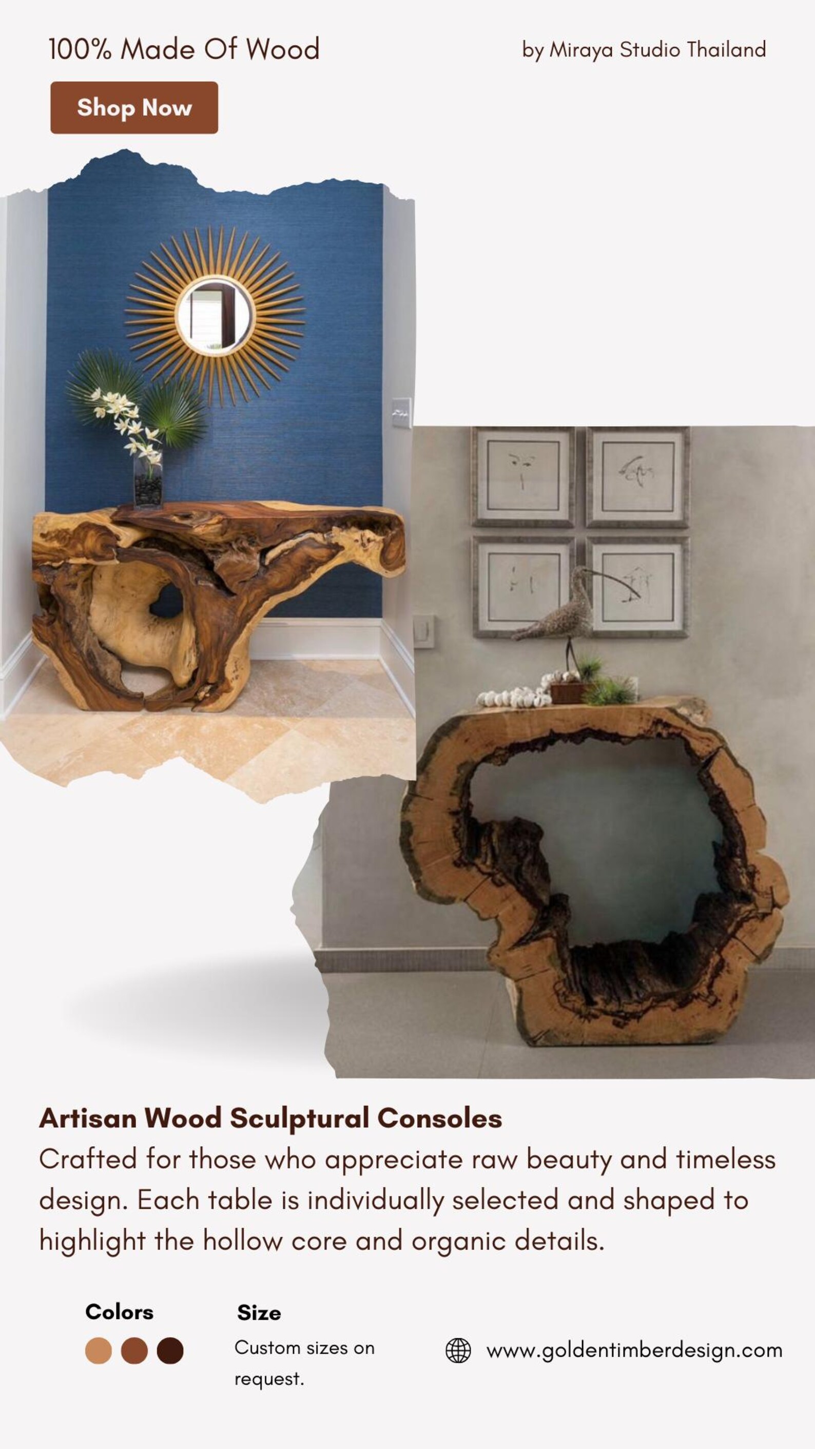 Hollow Tree Console Table – Handcrafted Sculptural Wood Furniture ...