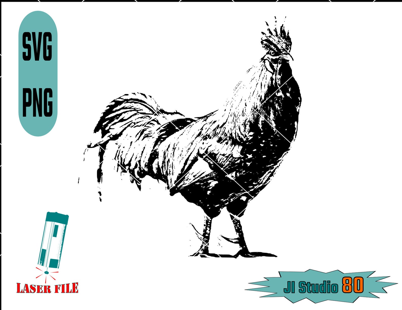 Laser Engrave File, Rooster Svg and Png, CO2 Glowforge, Diode Laser ...