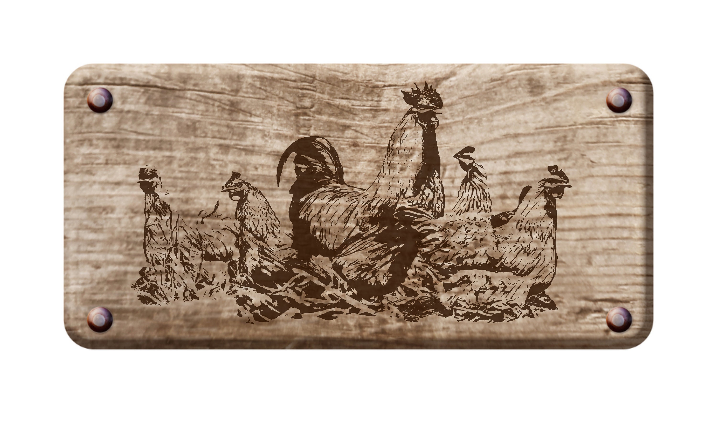 Laser Engrave File, Rooster With Chickens Svg and Png, CO2 Glowforge ...