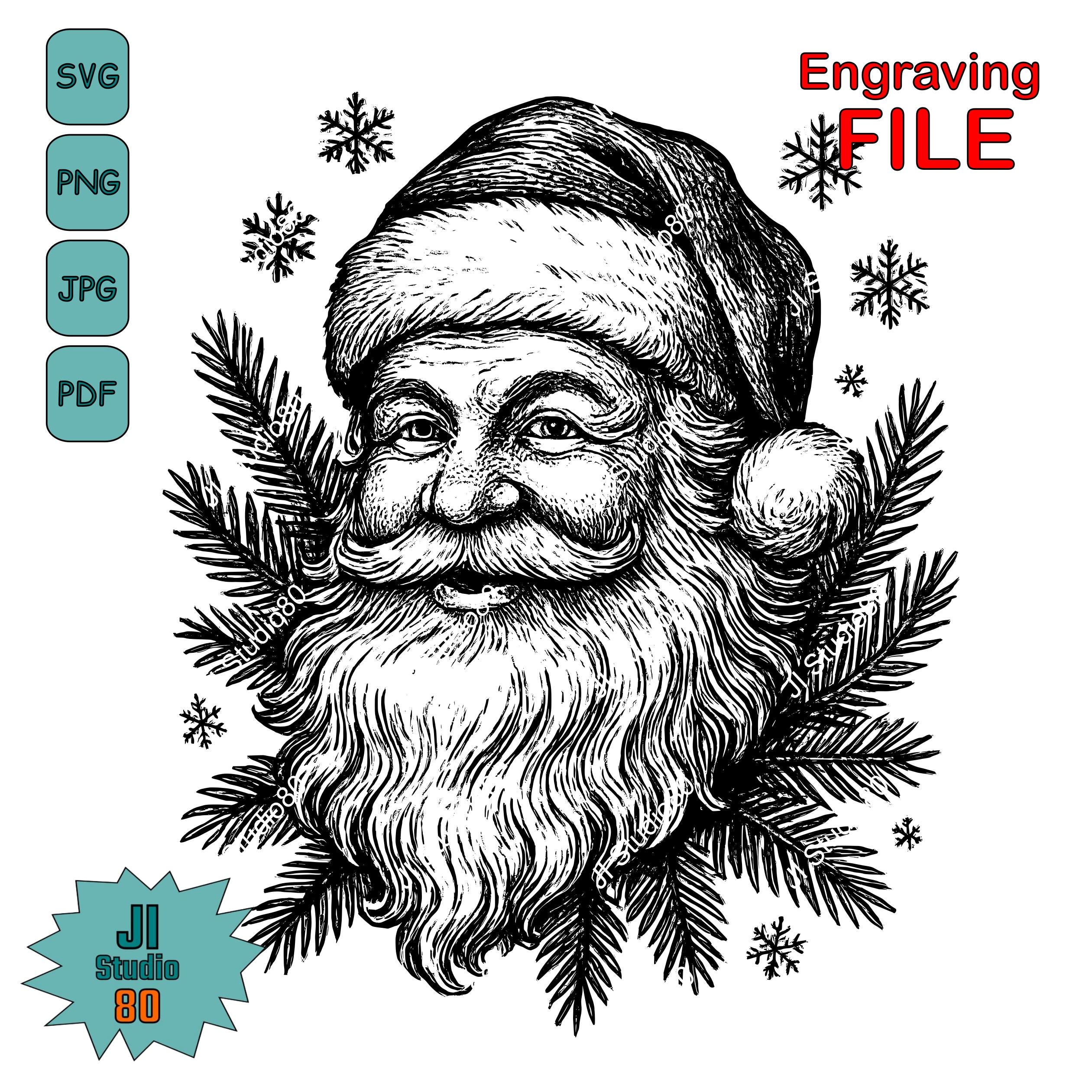 Vintage Santa Claus Illustration | Christmas Engraving SVG | Holiday ...