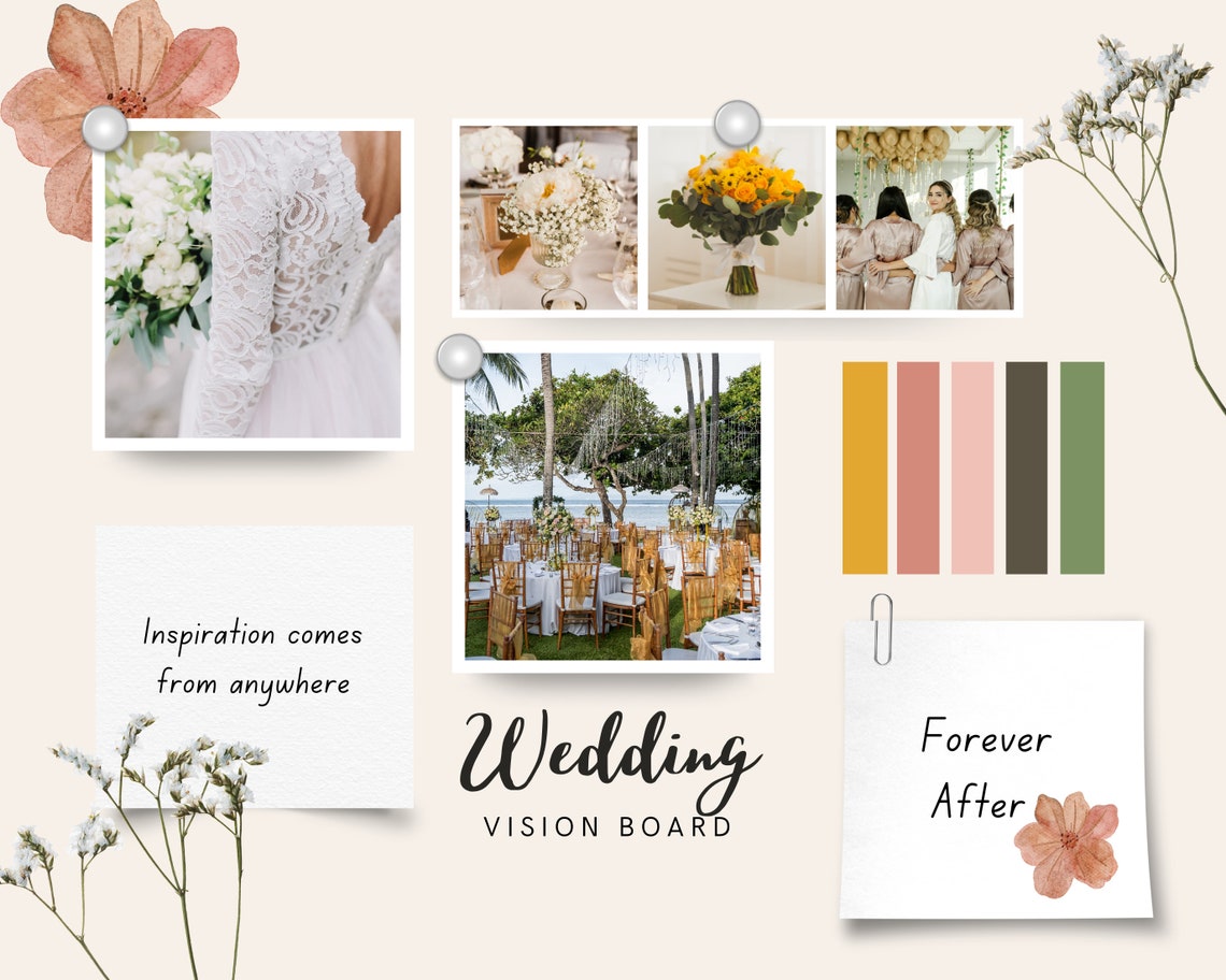 Minimal Wedding Vision Board – Canva Template - Etsy
