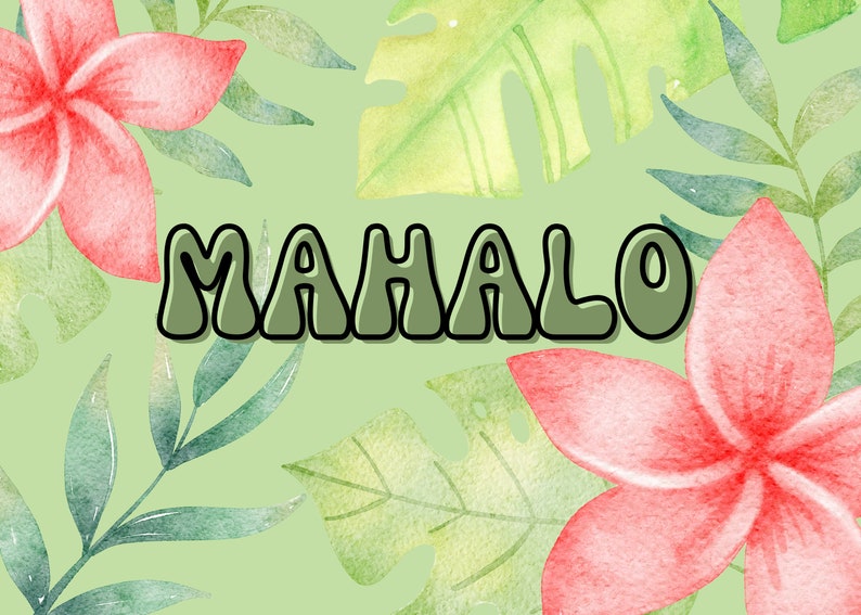 Mahalo Card Template Canva Template, Thank You Card - Etsy