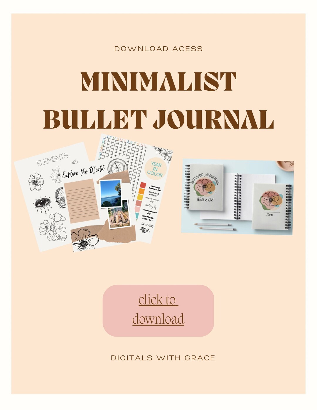 Minimal Bullet Journal Canva Template, Digital Download, Printable ...