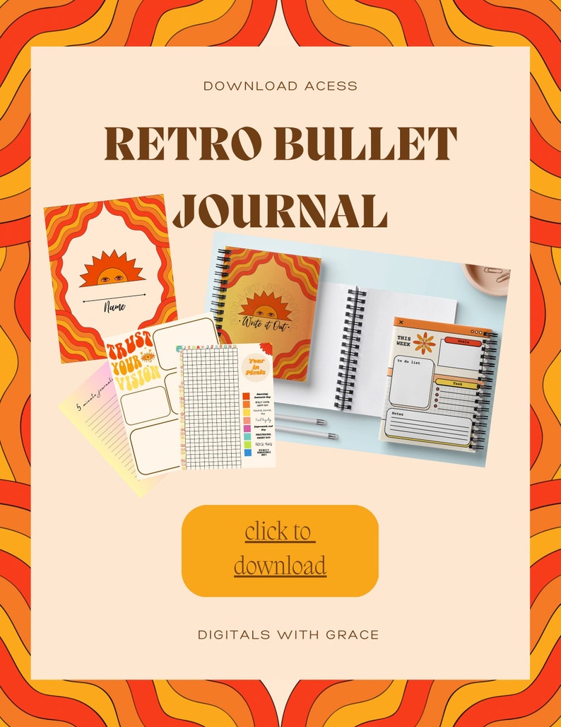 Retro Bullet Journal Canva Template, Digital Download, Printable ...
