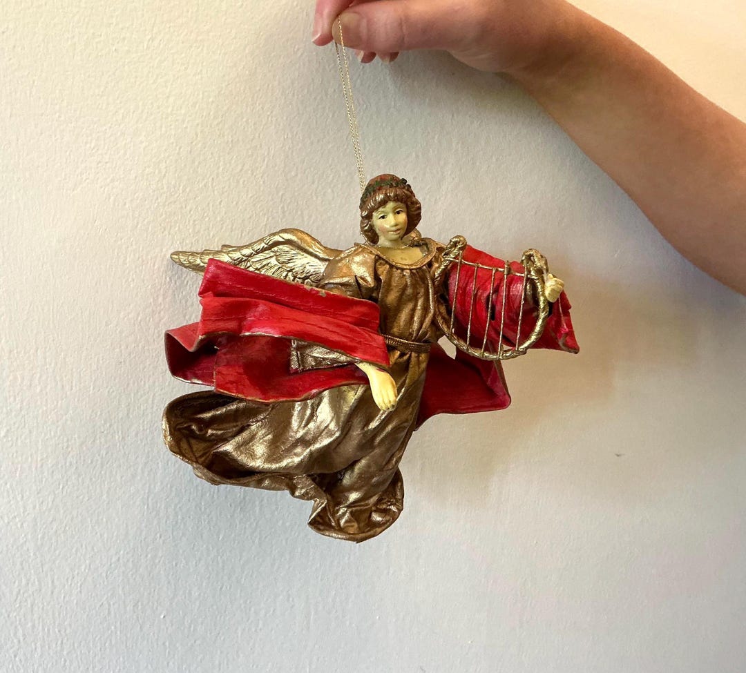 VINTAGE CHRISTMAS ANGEL Papier Mache & Plastic Nativity/christmas ...